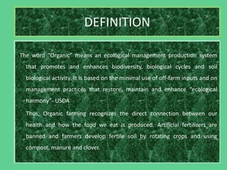 Growth and performance of organic farming in India | PPTX