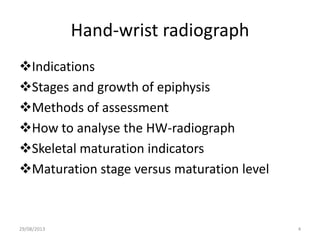 THE USE OF HAND AND WRIST RADIOGRAPH, OPG AND CEPHALOMETRIC RADIOGRAPH ...