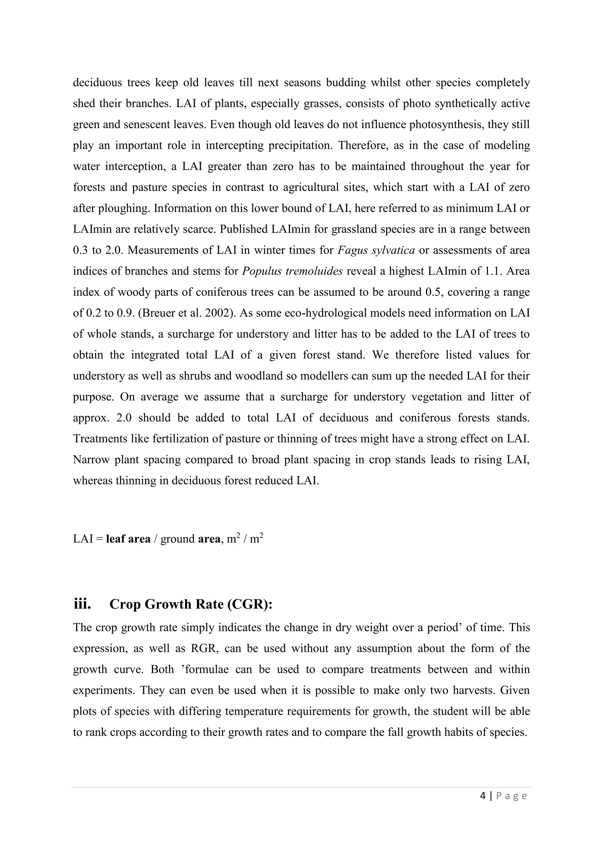 Growth formula of crops | PDF