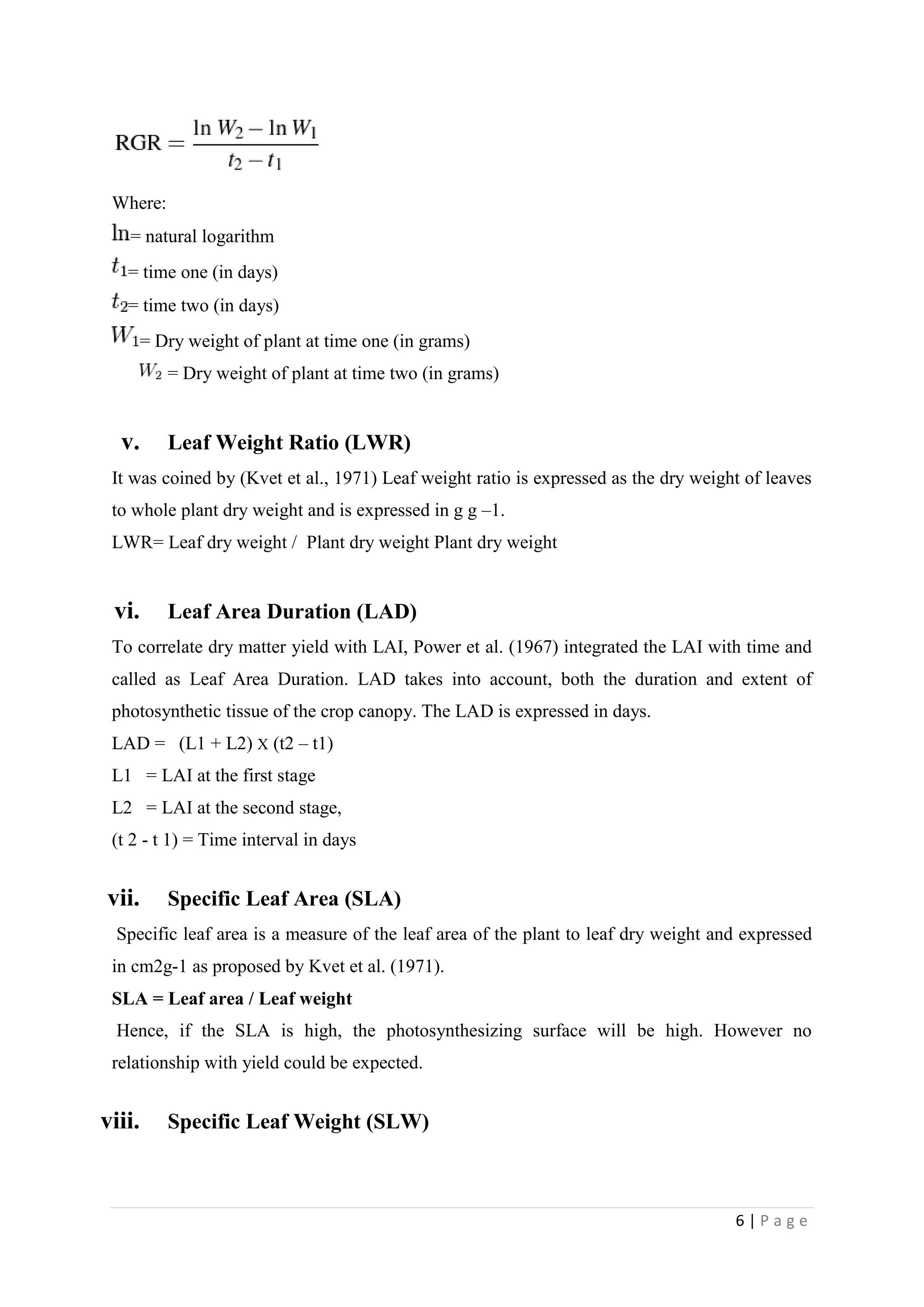Growth formula of crops | PDF