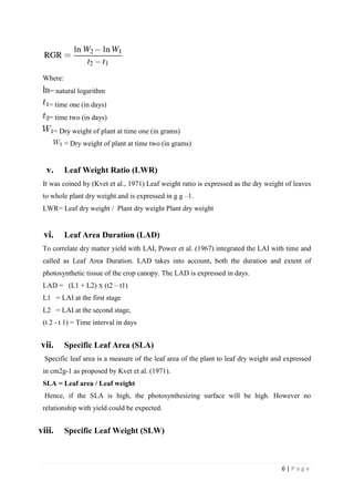 Growth formula of crops | PDF