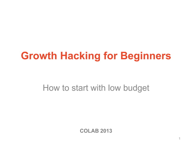 13 Growth Hacking Tips for Beginners | PPT