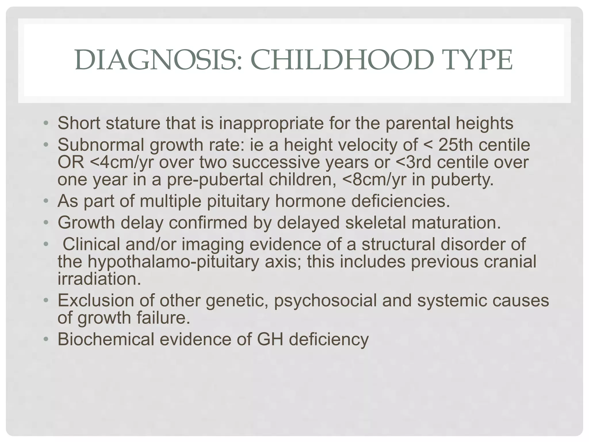 Growth hormone deficiency states and growth hormone replacement therapy ...