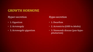 Growth hormone its deficiency and excess | PPTX