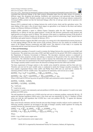 Growth linkage between oil and gas and construction industry of ...