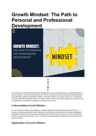 Growth Mindset: The Path to Personal and Professional Development | PDF