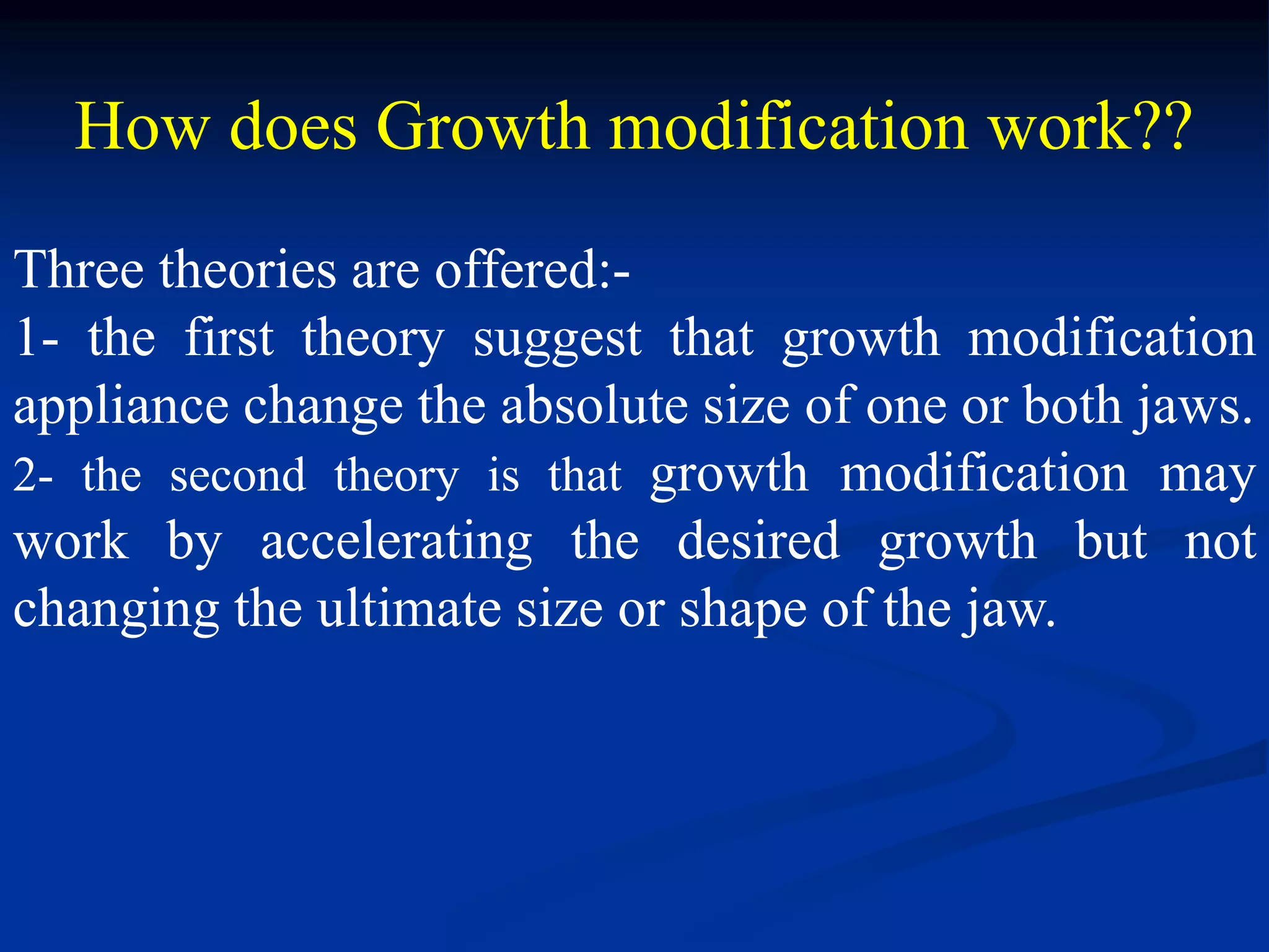 Growth modification of different types of malocclusion | PPTX