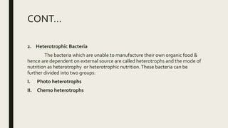 Growth & nutrition of bacteria | PPTX