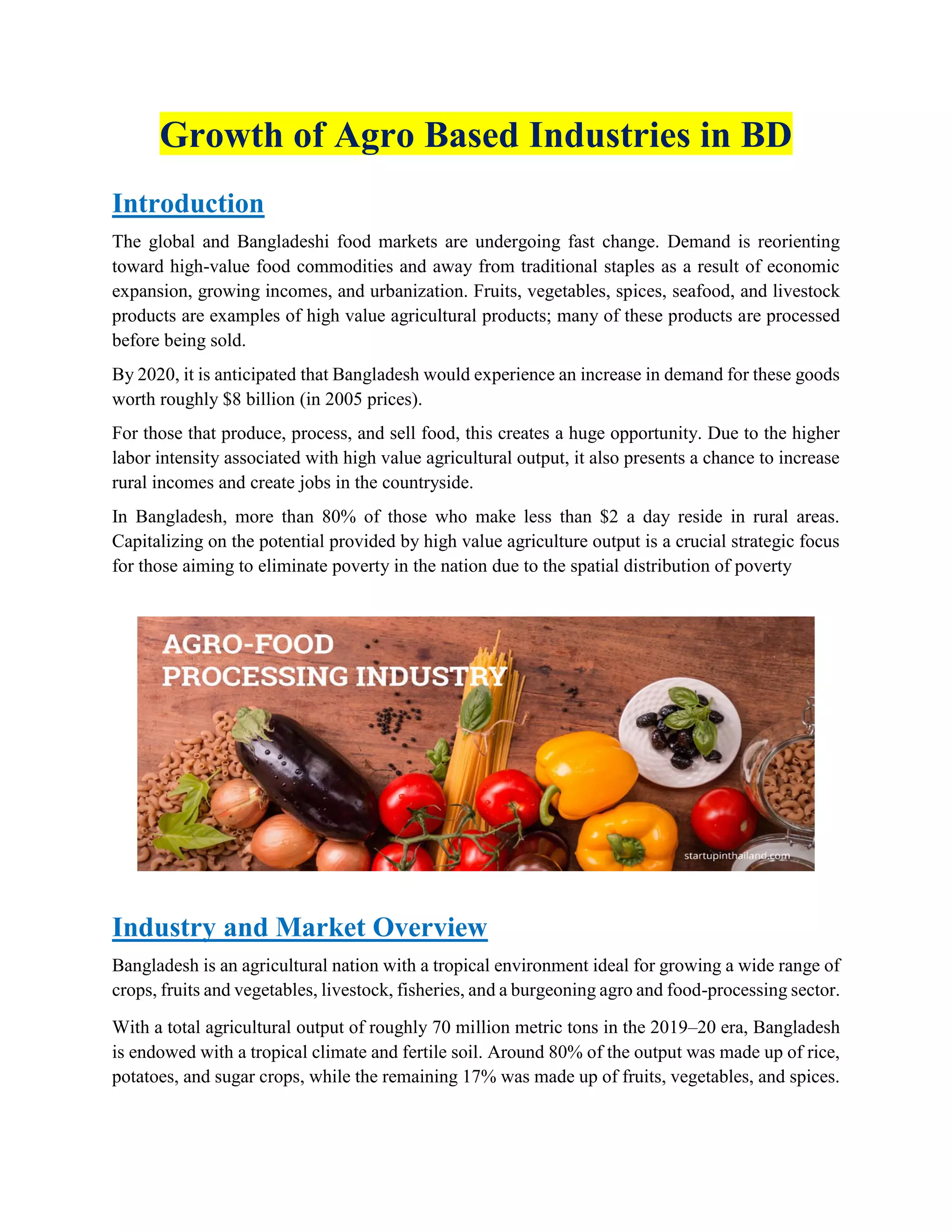 Growth of Agro based industries in Bangladesh | PDF