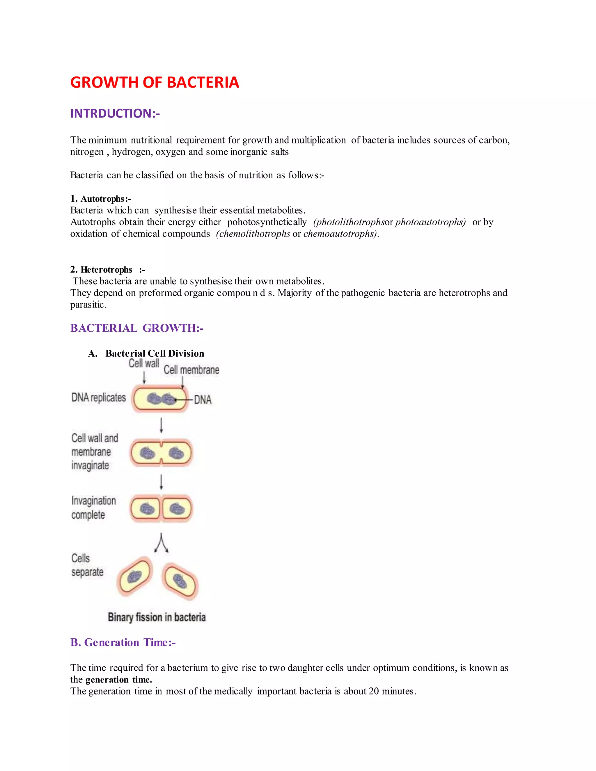 Growth of bacteria | DOCX