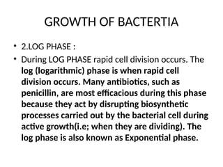 GROWTH OF BACTERIA 2.pptx microbiology lec | PPTX