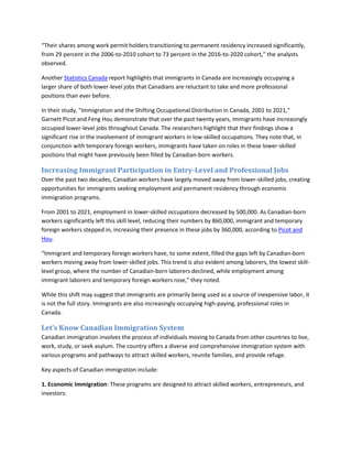 Growth of Canadian Immigration Economic Programs for Permanent ...
