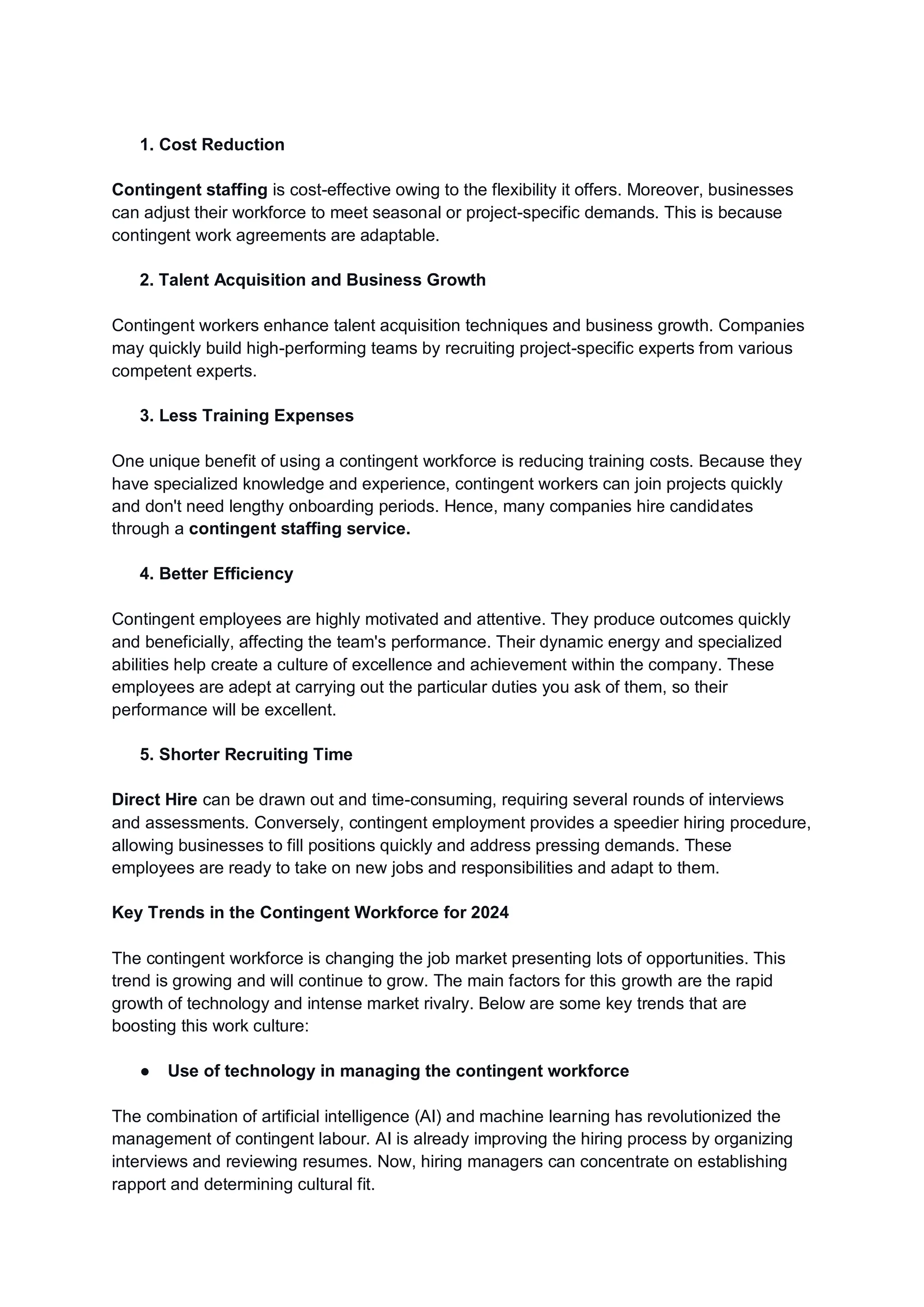 Growth of Contingent Staffing Essential Guidelines | PDF