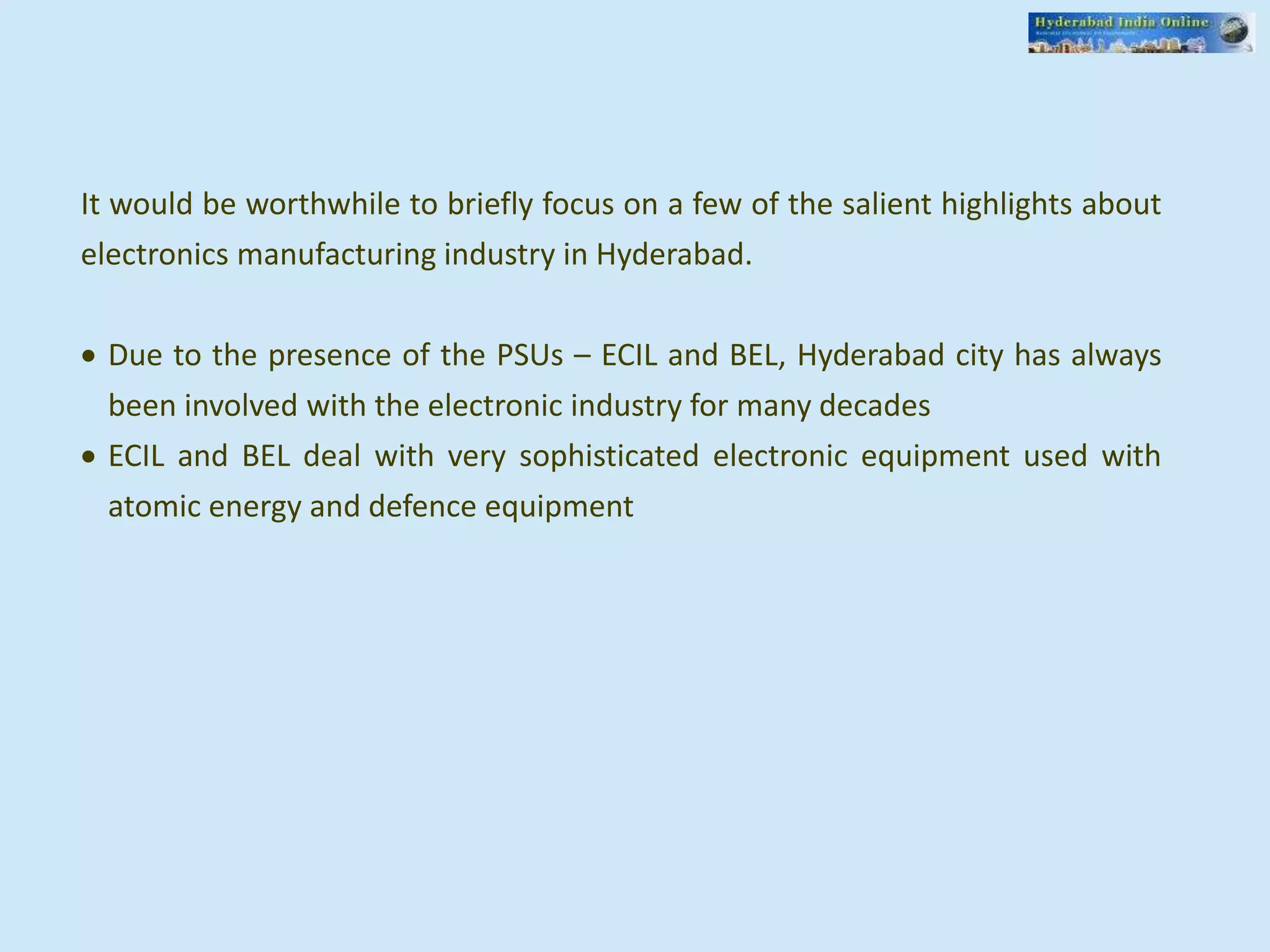 Growth of Electronics Manufacturing Industry In Hyderabad | PPTX