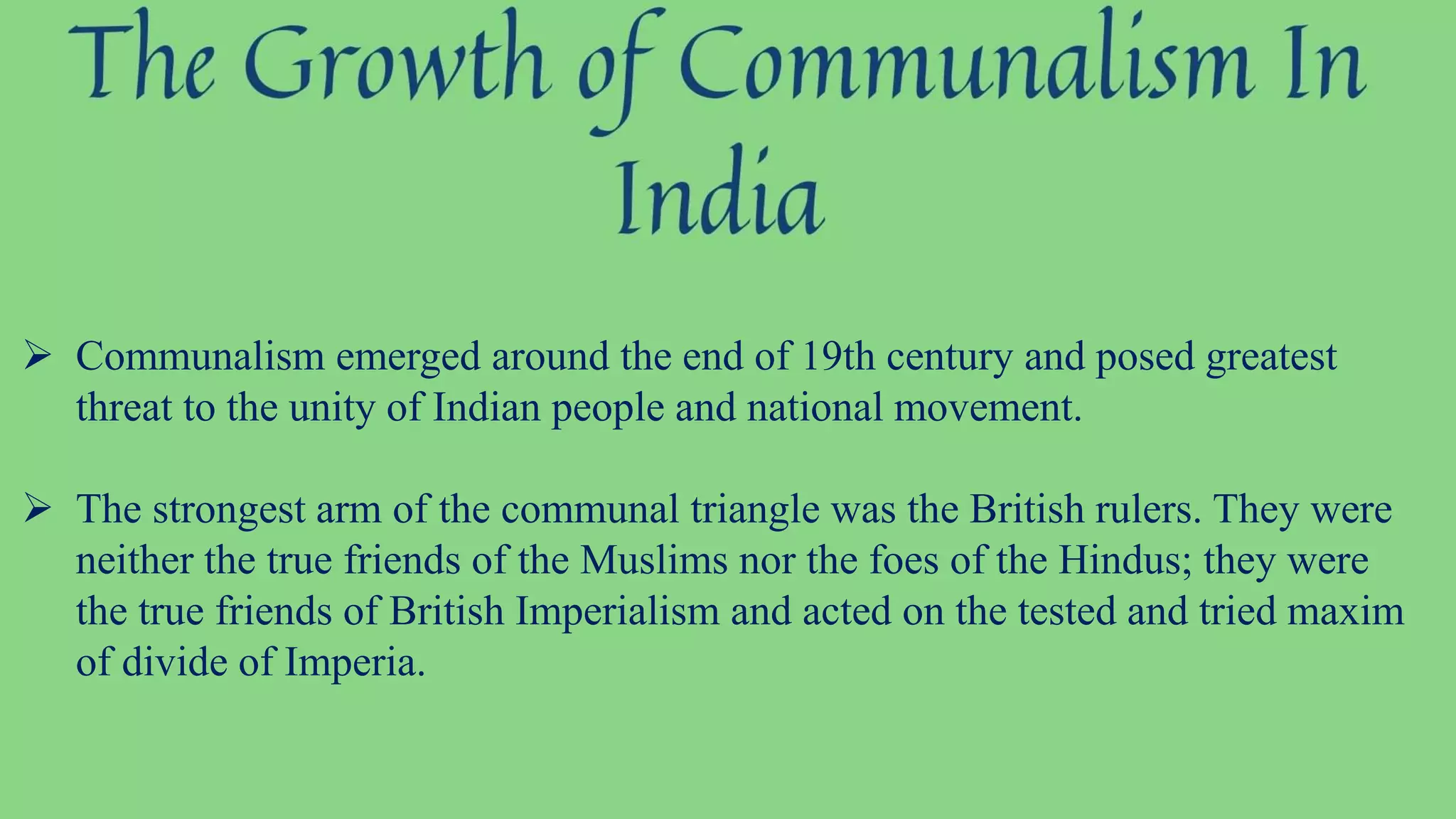 Growth of muslim communalism in india | PPTX