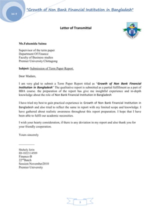 Growth of Non Bank Financial Institution in Bangladesh | DOCX