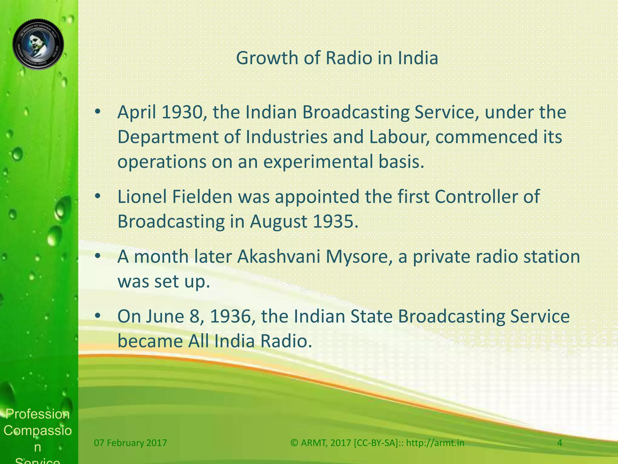 Growth and Development of Radio in india | PPTX