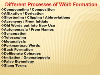 Growth of vocabulary or Word Formation | PPTX