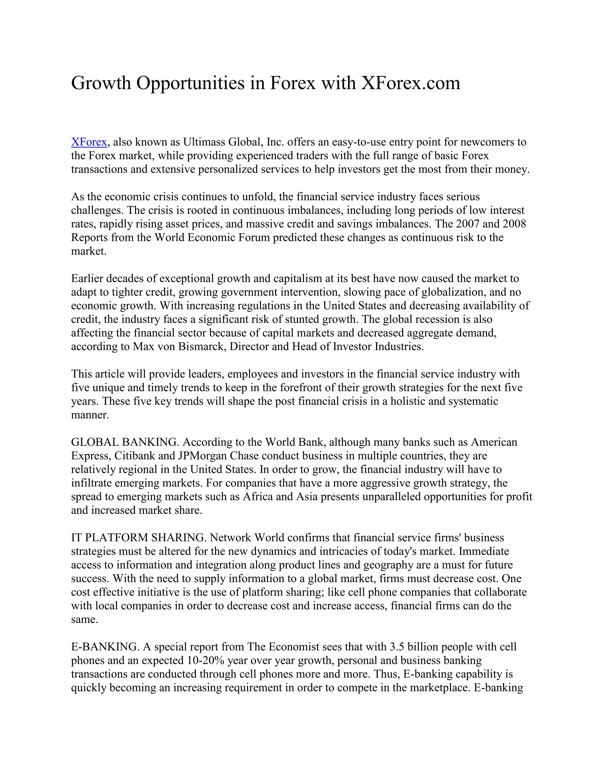 Growth opportunities in forex with x forex.com