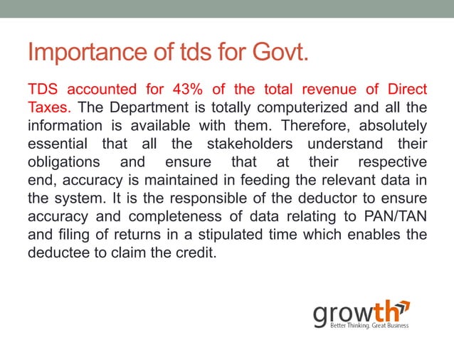 Growth presentation on basics of tds under | PPT