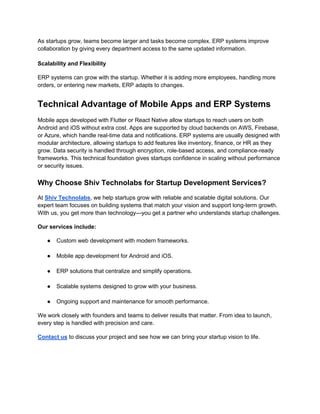 Transform Your Startup with ERP & Web Apps | PDF