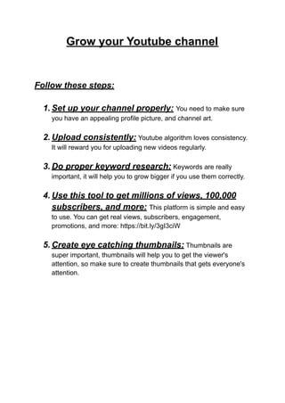 Grow your youtube channel | PDF