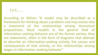 The concept of information seeking behavior by using Wilsons’ (1996 ...