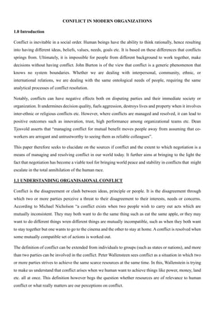 Understanding and Managing Conflict in Modern Organizations: Sources ...