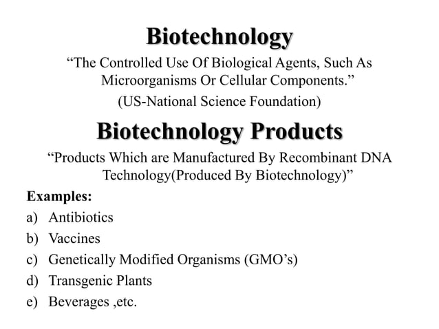 Introduction To Biological Products, Biotechnological Products & Their ...