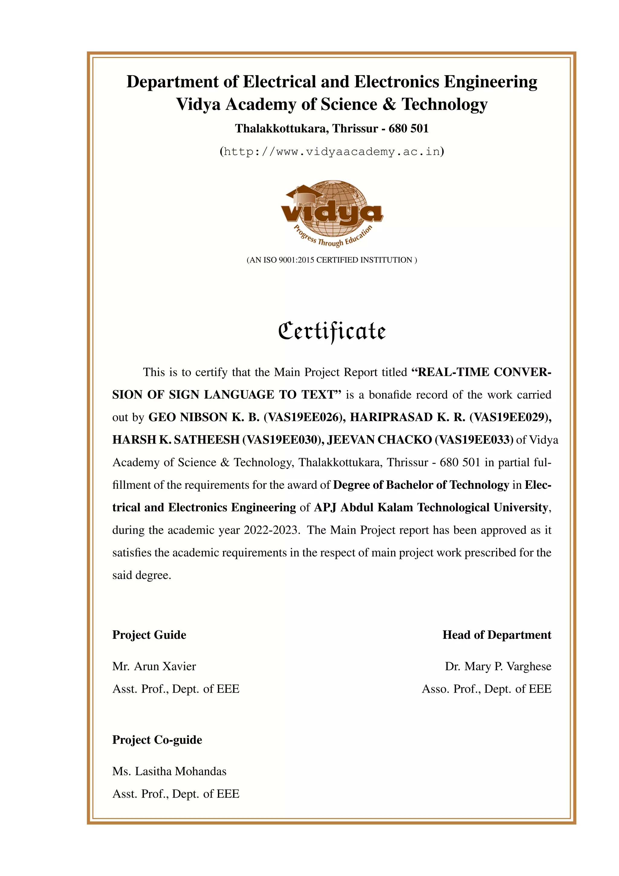 Real time conversion of sign language to text and speech | PDF