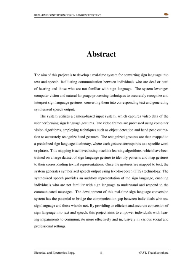 Real time conversion of sign language to text and speech | PDF