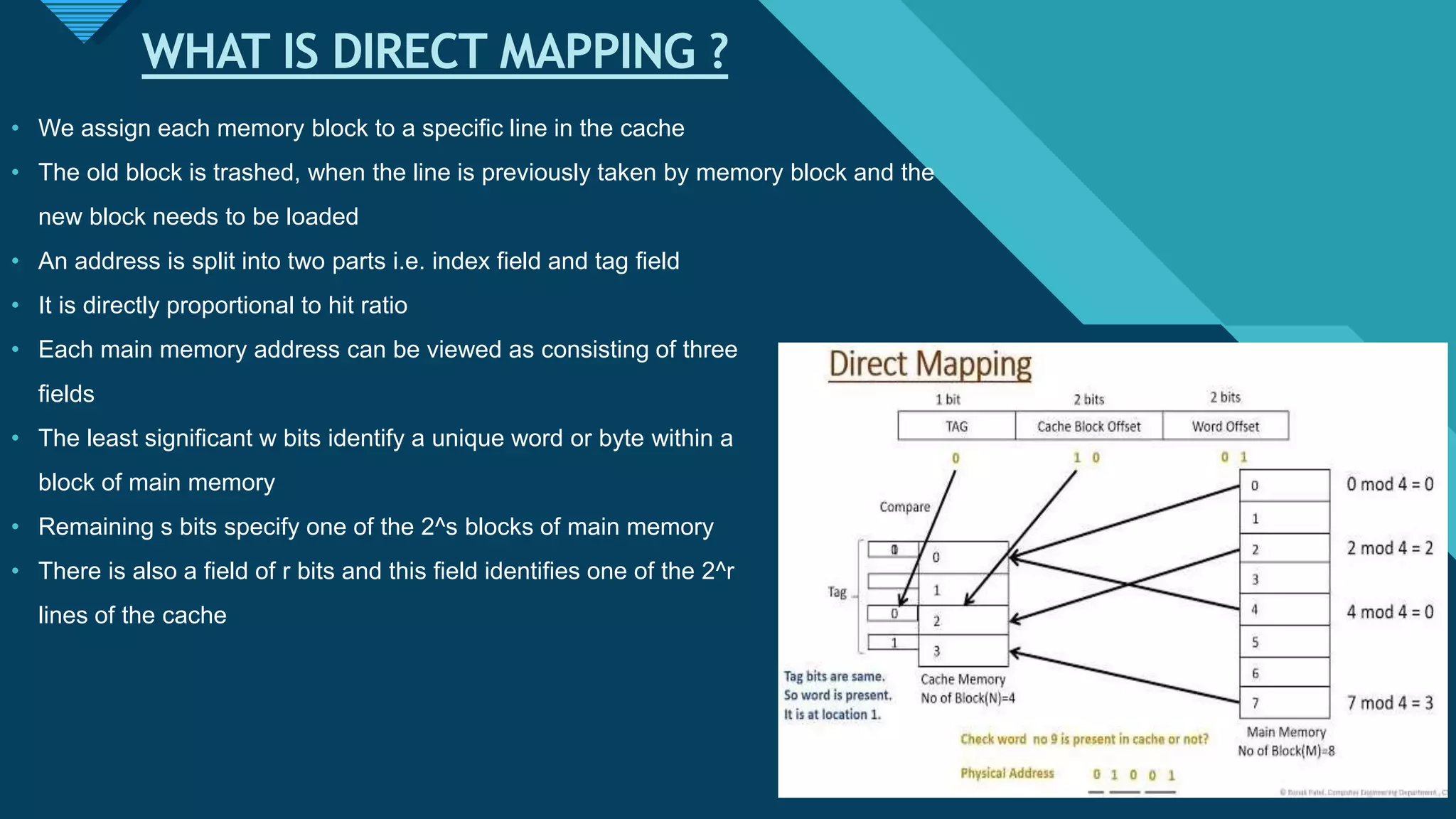 GRP13_CACHE MEMORY ORGANIZATION AND DIFFERENT CACHE MAPPING TECHNIQUES.pptx