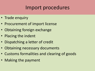 Import and Export policies and procedures | PPTX