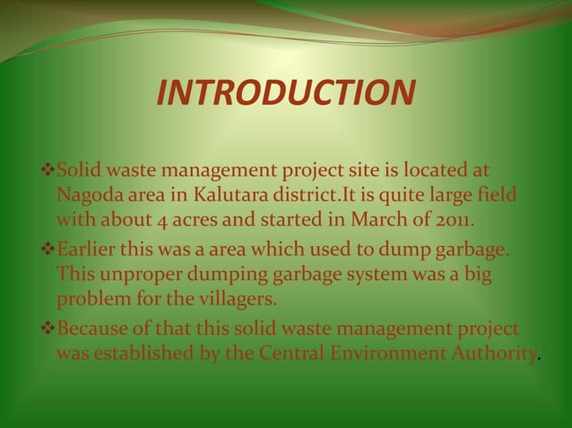 SOLID WASTE MANAGEMENT PROJECT | PPTX | Gardening | Home & Garden