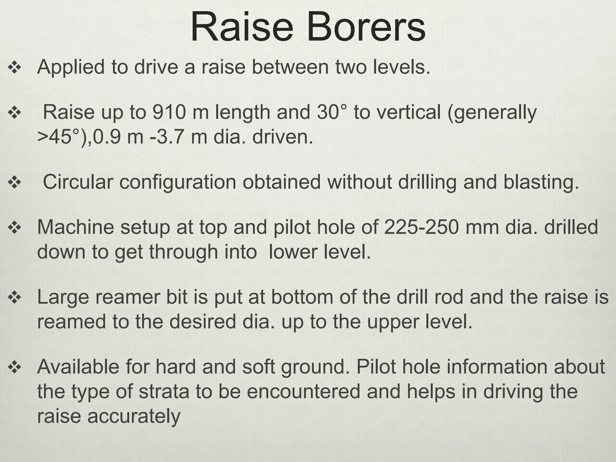 Different Raising Techniques in mining | PPTX