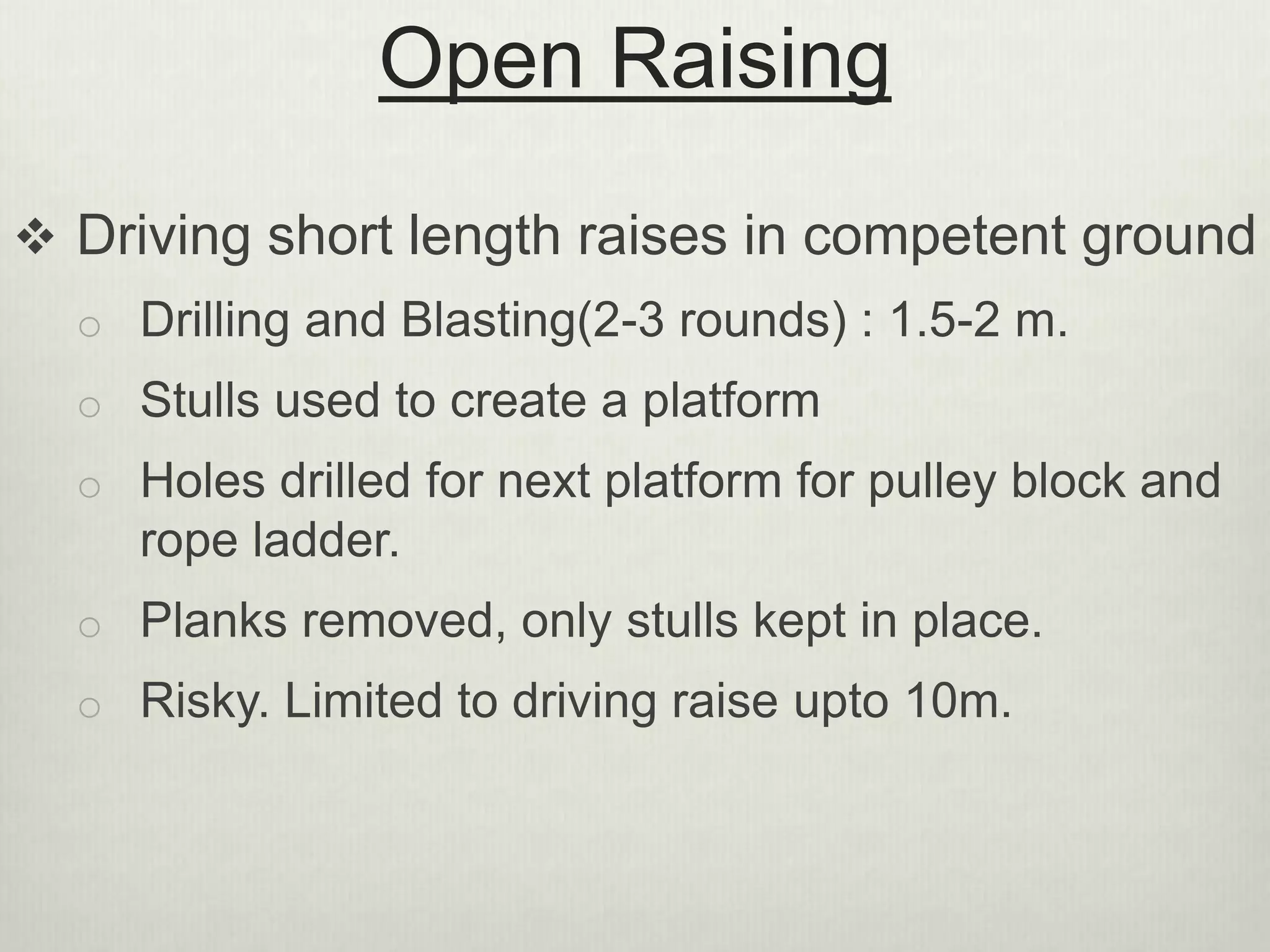Different Raising Techniques in mining | PPTX