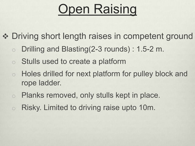 Different Raising Techniques in mining | PPTX | Climbing | Extreme Sports