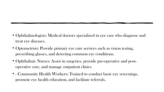 ORGANISATION AND MANAGEMENT OF EYE CARE PROGRAMME community OPTOMETRY 1 ...