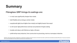 Fibreglass (GRP) Linings & Coatings | PDF