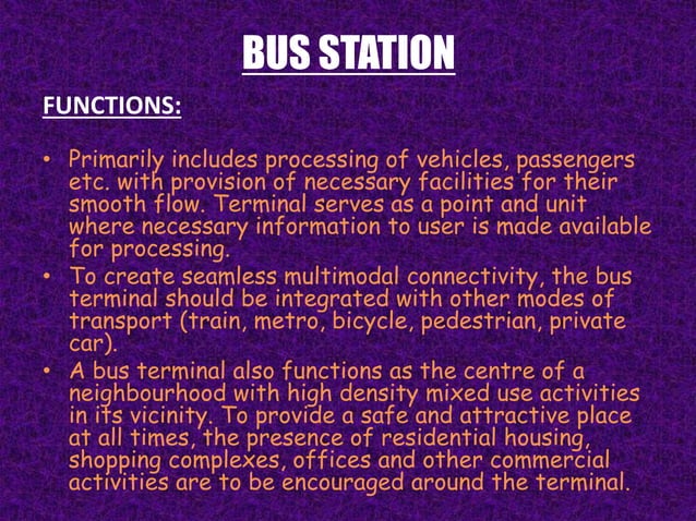 Planning principles of Bus Terminals and Logistics Parks | PPTX | Rail ...