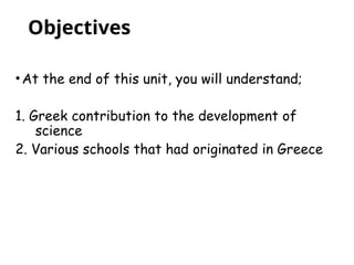 Greek history of science, function and examples | PPTX