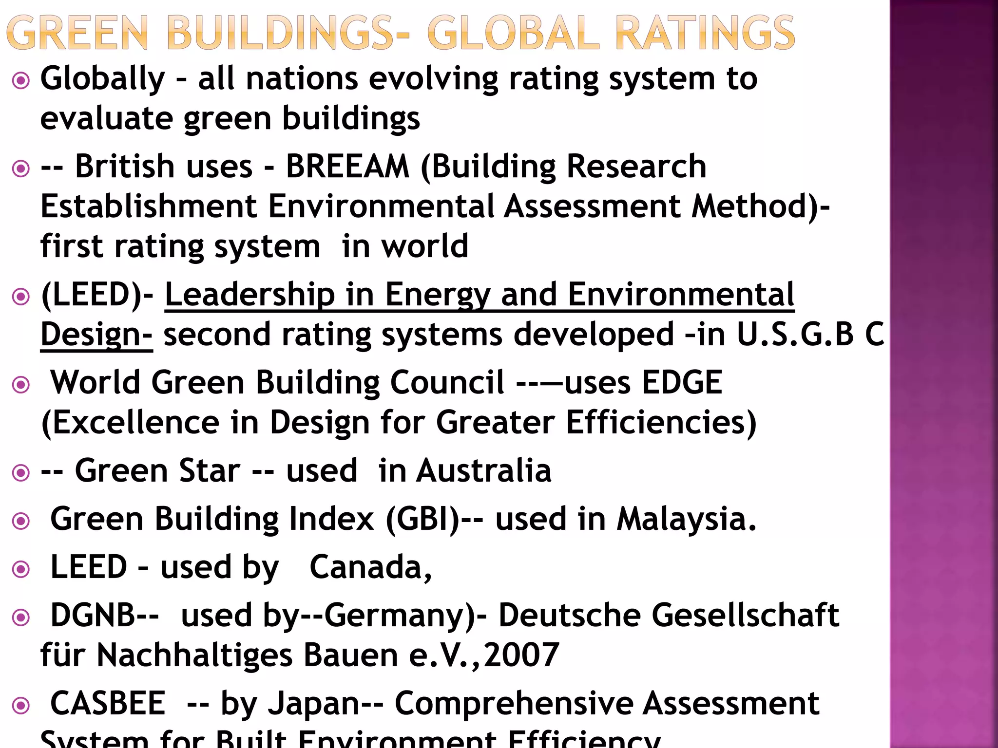 Grren BuildingsRATING SYSTEMS- in India.pptx