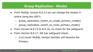 Group Replication in MySQL 8.0 ( A Walk Through ) | PPT