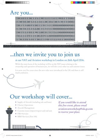 VAT & Aviation Workshop Invitation | PDF
