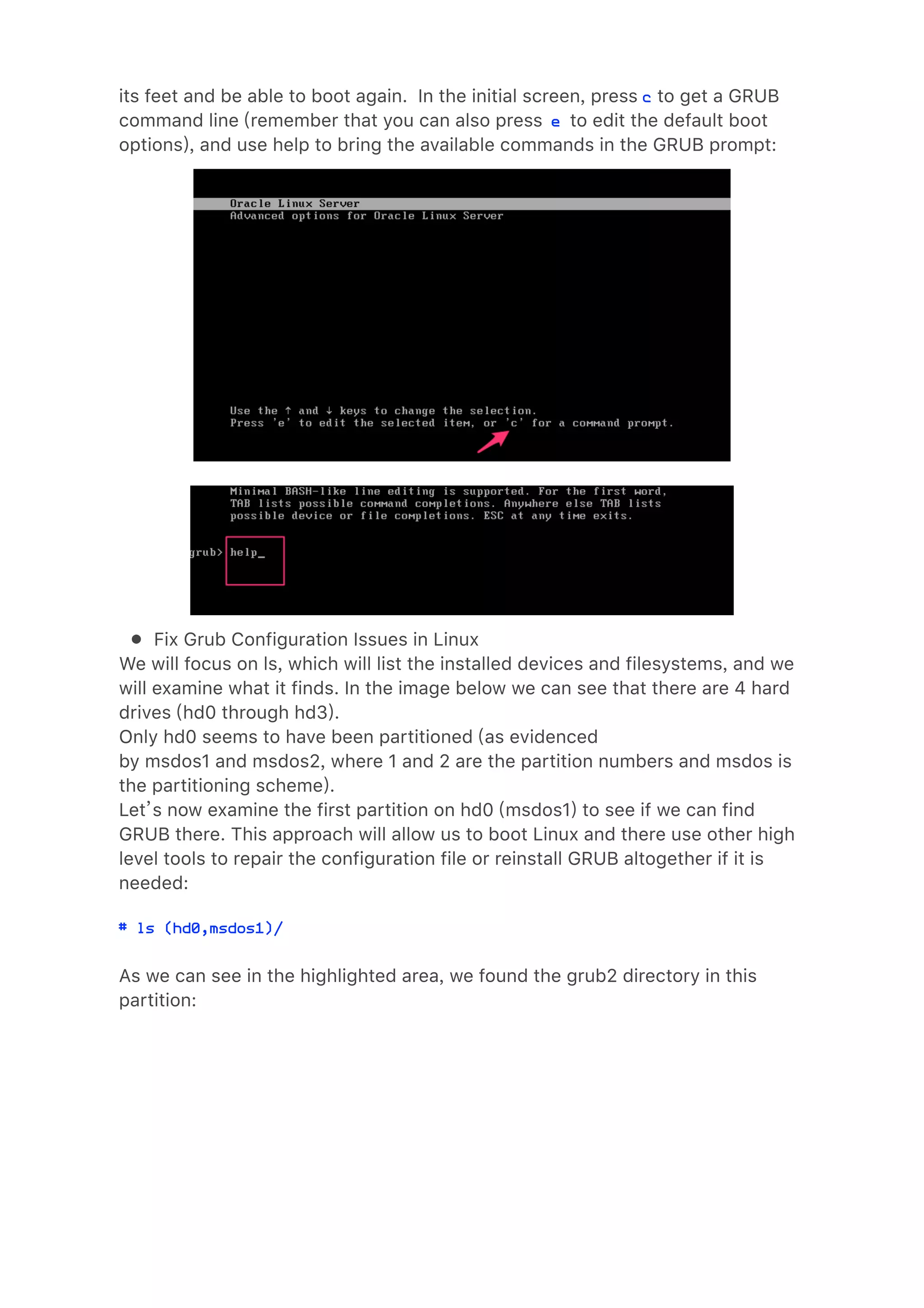 Grub2 and troubleshooting_ol7_boot_problems | PDF