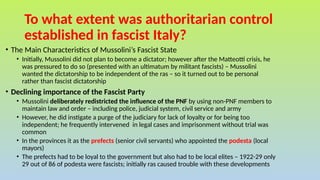 Mussolini's Fascist Policies: Economic, Social, and Authoritarian ...