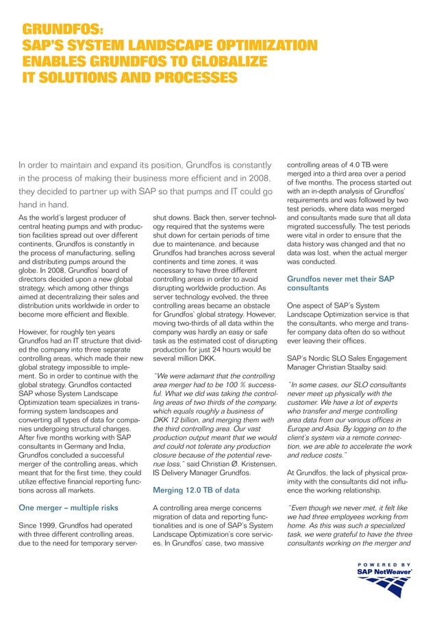 Story on Grundfos' experience using SAP System Landscape Optimization | PDF