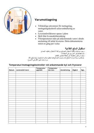 Grundförutsättningarna vid livsmedelshantering orginal. ( svenska ...