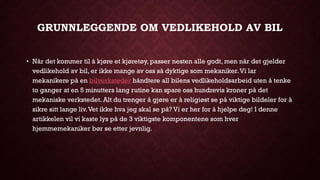 Grunnleggende om vedlikehold av bil | PDF