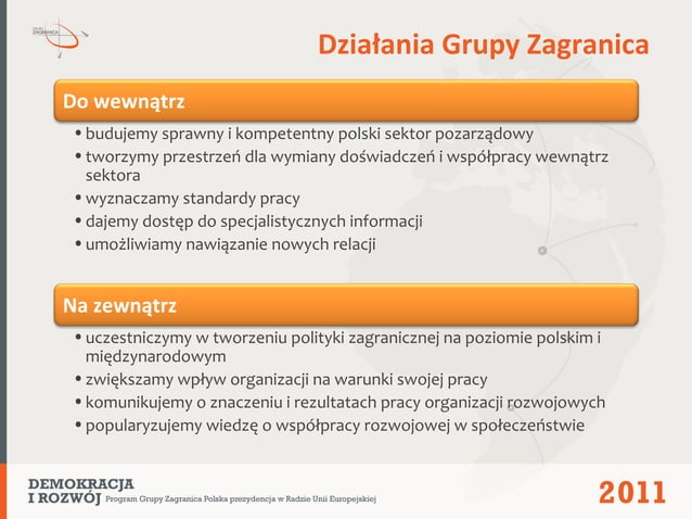 Grupa Zagranica - działalność rzecznicza | PPT | Non-Profit Organizations | Industries